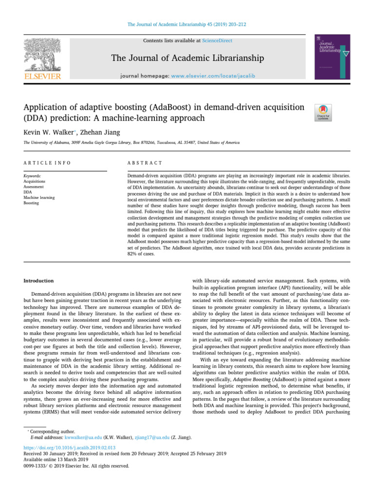 Application of Adaptive Boosting (AdaBoost) in Demand-Driven Acquisition | PDF