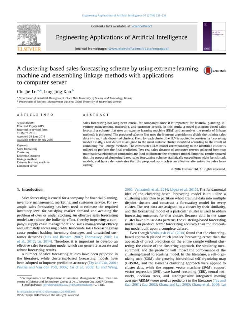 A Clustering-Based Sales Forecasting Scheme by Using Extreme Learning ... A Clustering-Based Sales Forecasting Scheme by Using Extreme Learning ...
