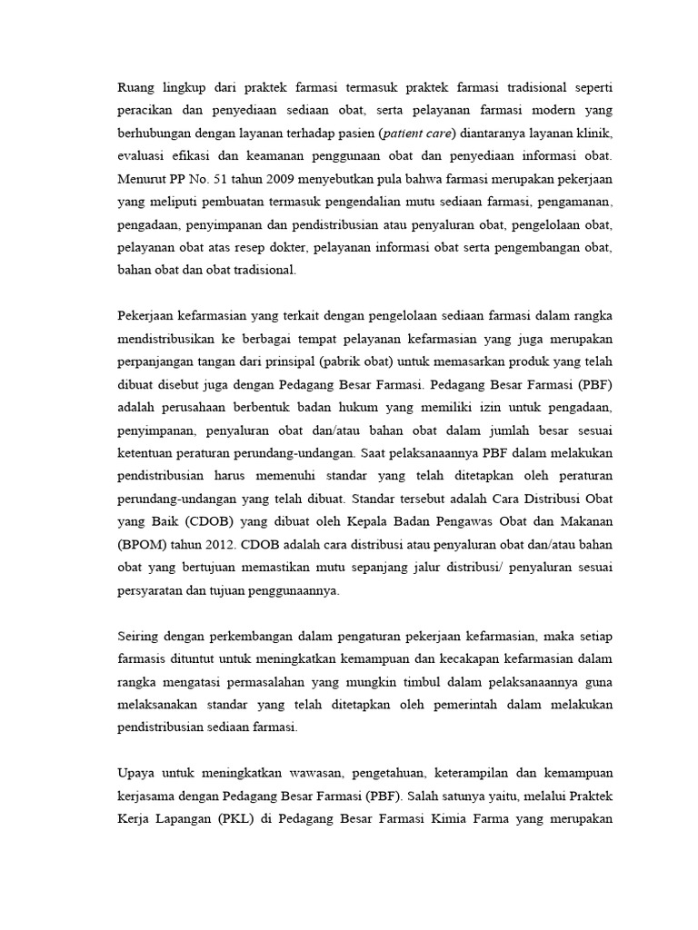 Tugas Dan Tanggung Jawab PBF | PDF