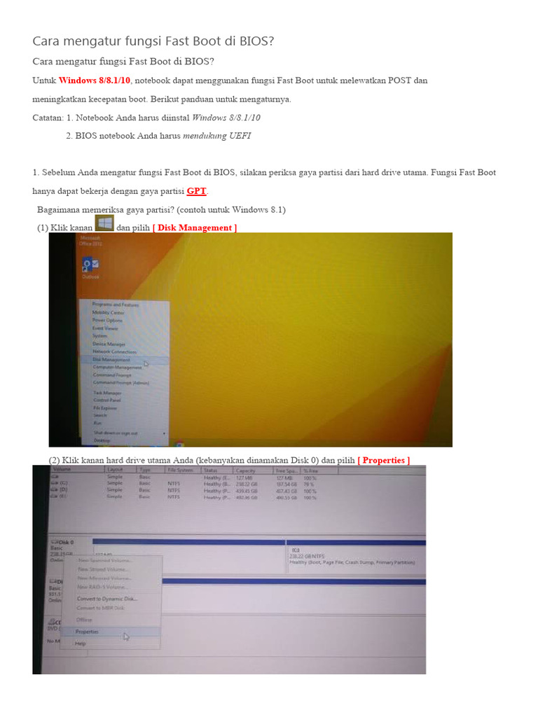 Cara Mengatur Fungsi Fast Boot Di BIOS | PDF
