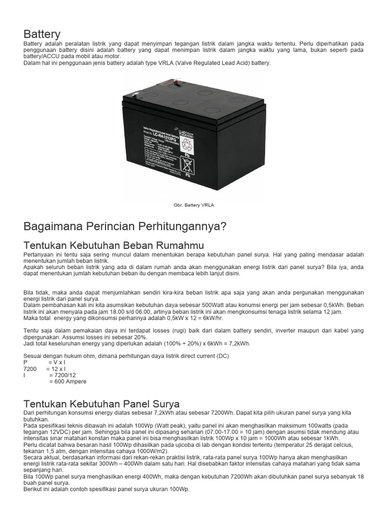 Hitungan Untuk Panel Surya | PDF