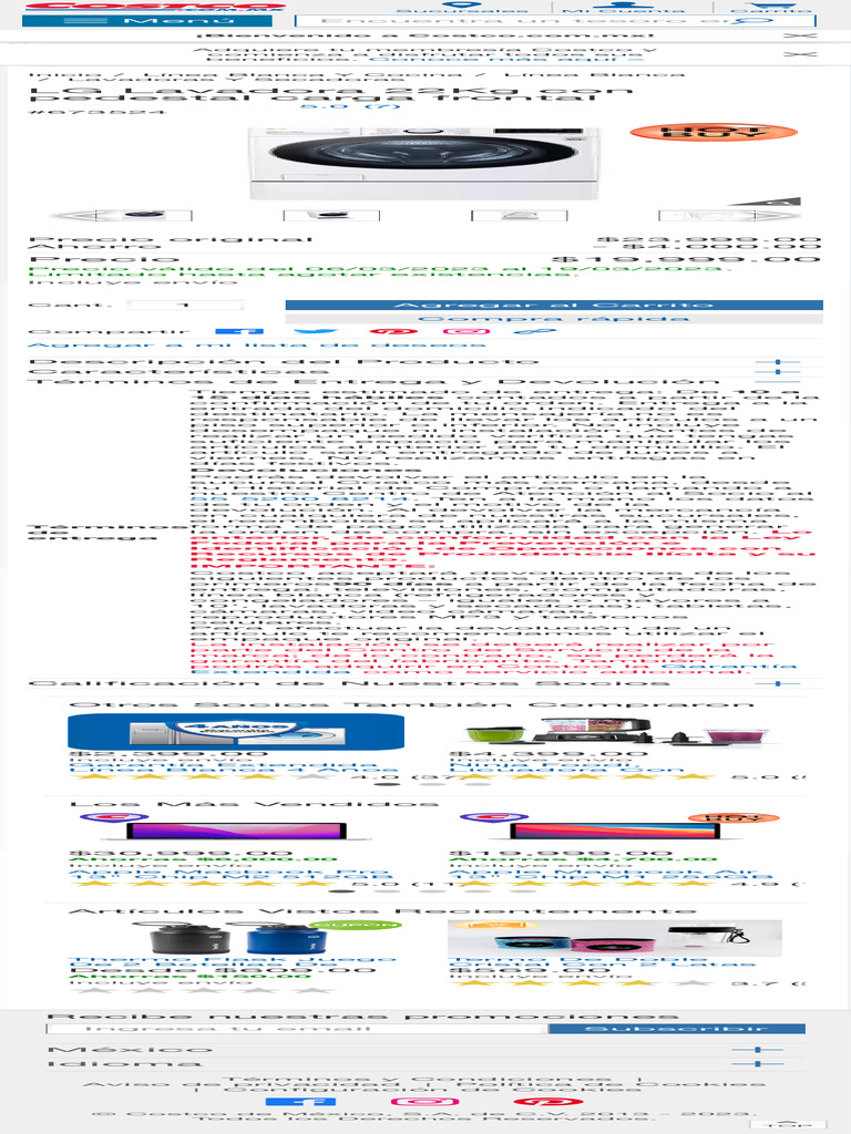 Lavadora LG 22Kg con Pedestal en Costco | PDF | Informática