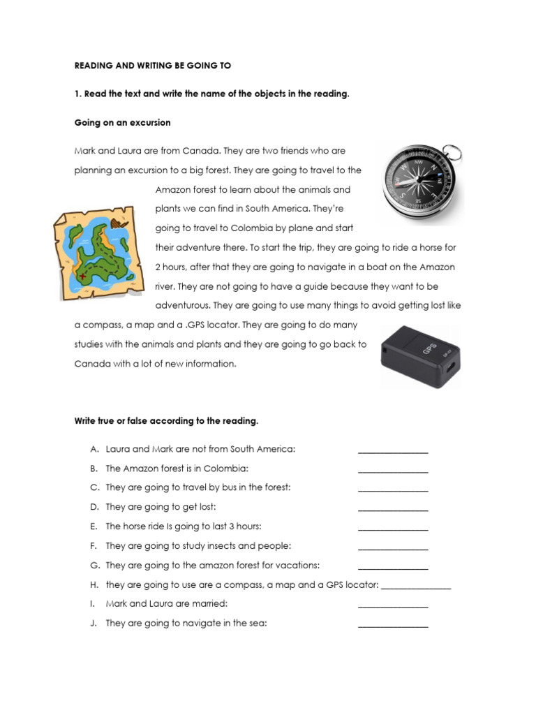 Reading and Writing Be Going To Reading Comprehension Exercises Writing Creative W - 144754 | PDF