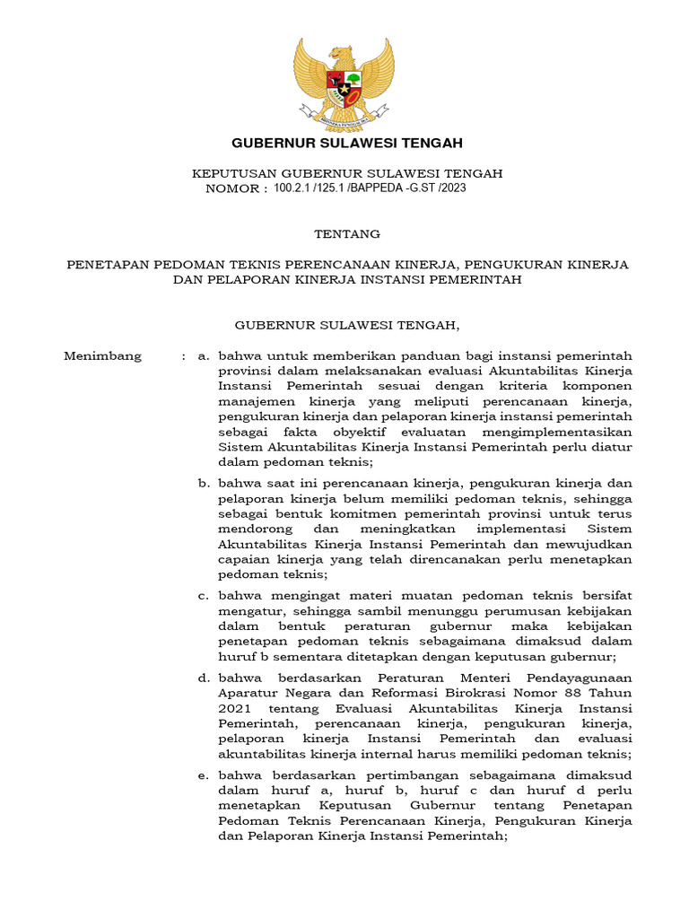 SK Pedoman Teknis Pengukuran Kinerja | PDF