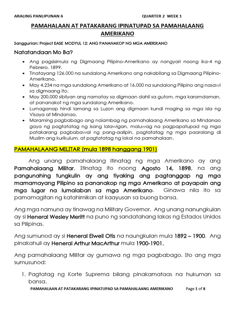 AP6 Q2 W1 Handout Short Version | PDF
