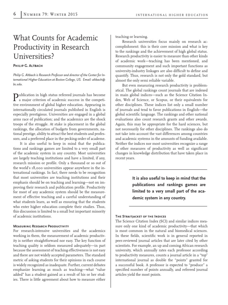What Counts For Academic Productivity in Research Universities? | PDF ...