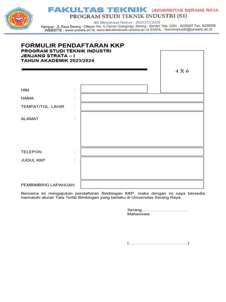 Formulir Pendaftaran KKP Individu | PDF
