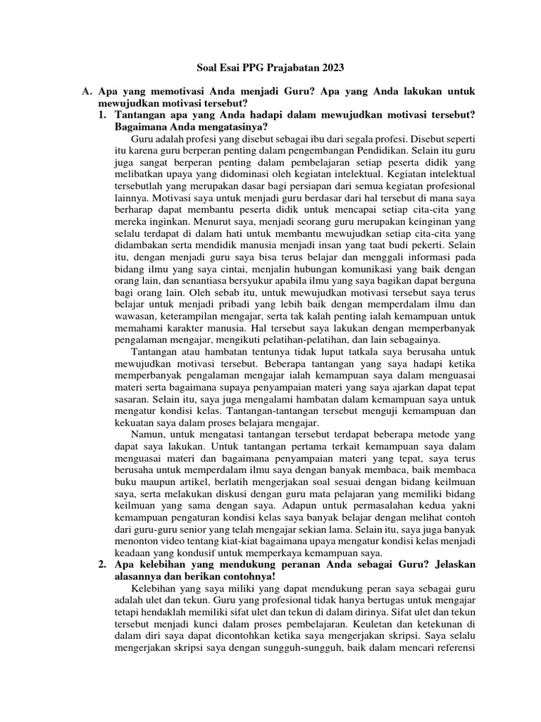 Esai PPG Prajabatan 2023 - Rilya Ramdayani | PDF