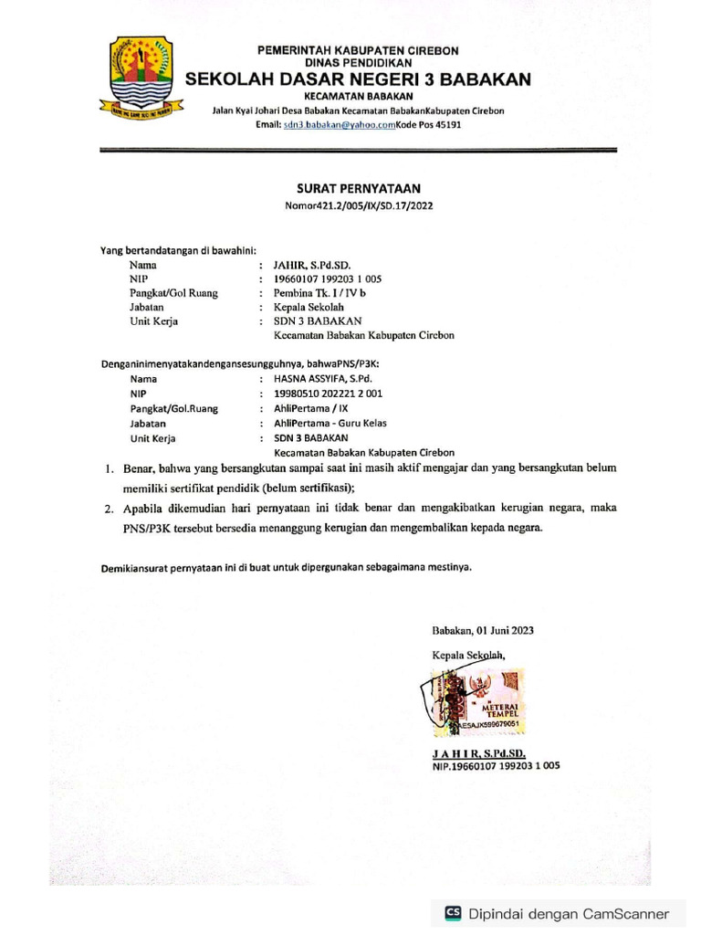 Surat Pernyataan Tamsil | PDF