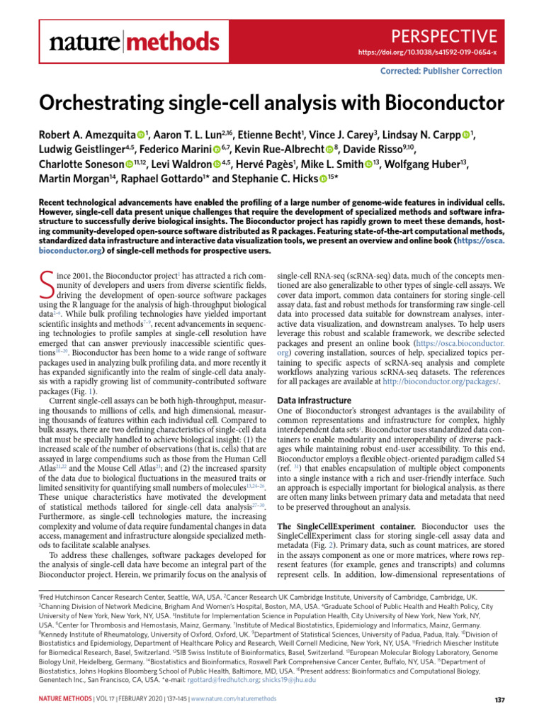 Amezquita Et Al 2020 Orchestrating Single Cell Analysis With