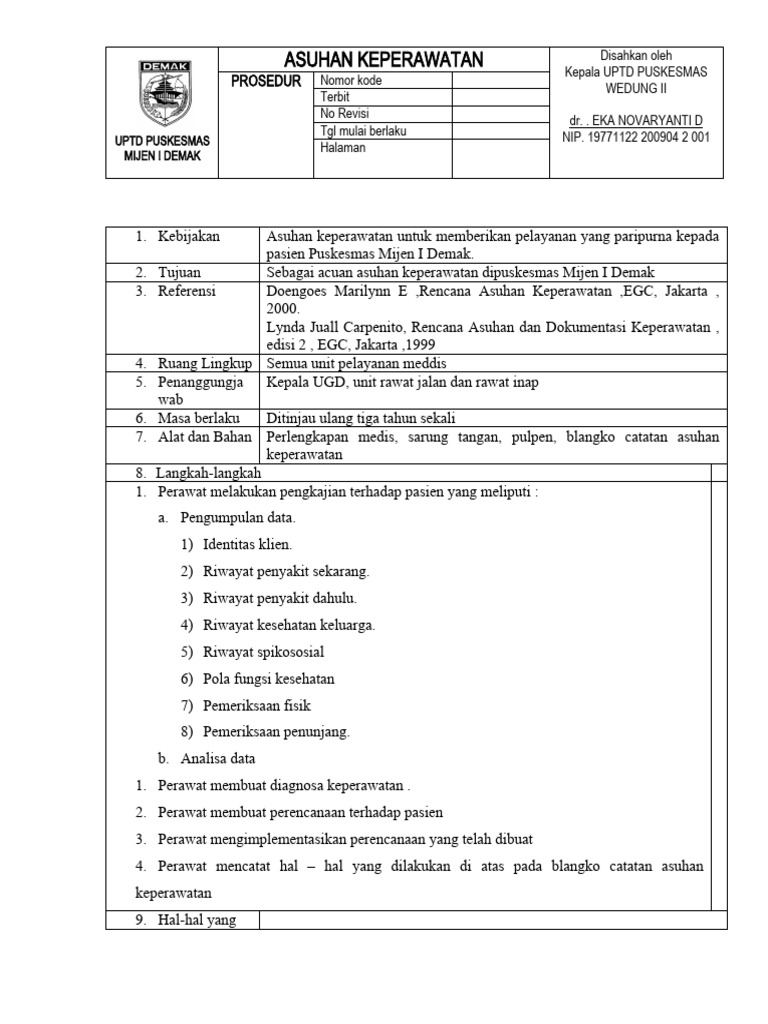Sop Asuhan Keperawatan | PDF
