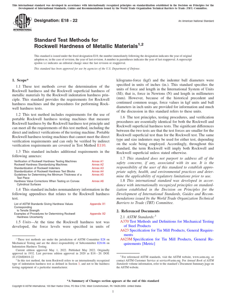 Lab 368 - Astm E18 | PDF | Hardness | Materials