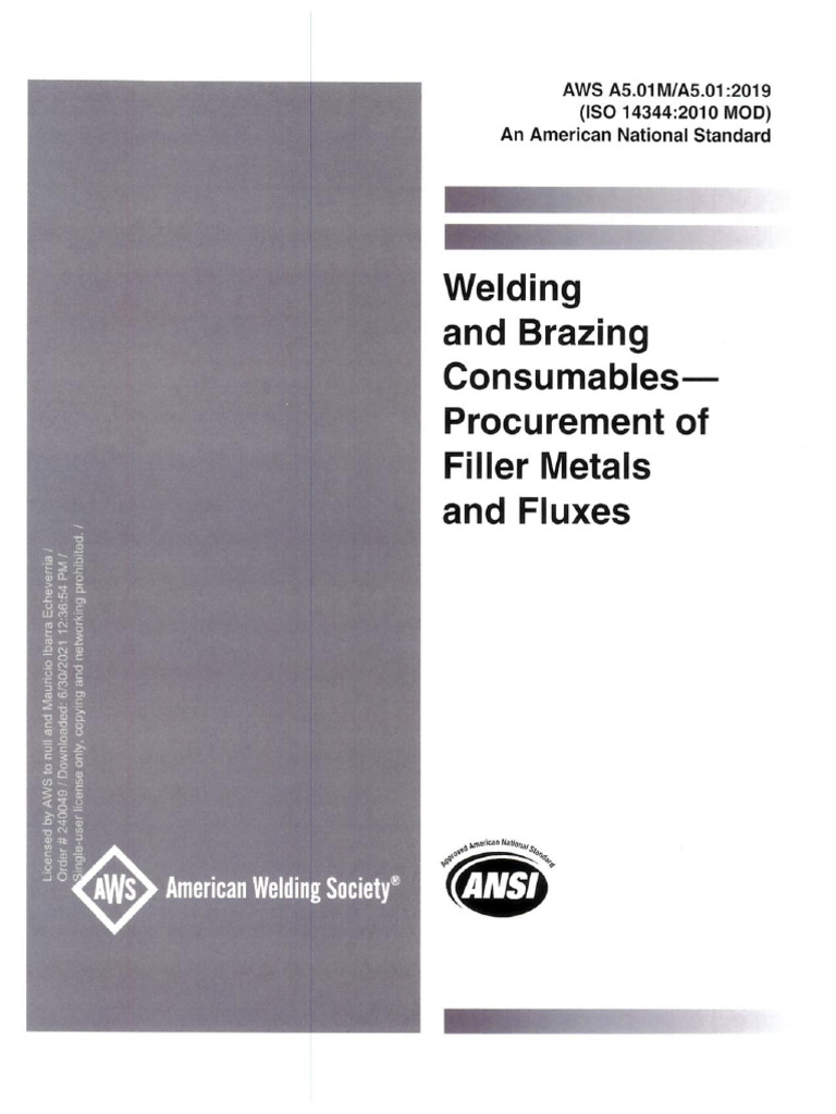 AWS A5.01 2019 - Welding and Brazing Consumables - Procurement of ...
