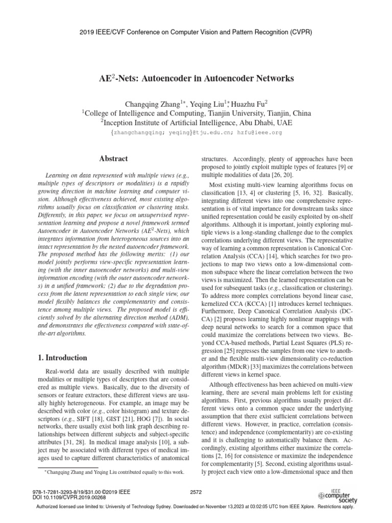 AE2-Nets Autoencoder in Autoencoder Networks | PDF | Cluster Analysis | Deep Learning
