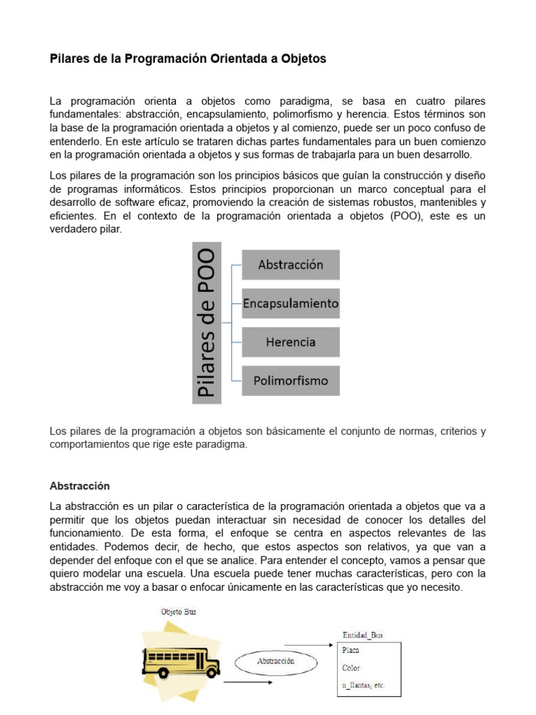 Pilares de La Programación Orientada A Objetos | PDF | Herencia (Programación Orientada a ...