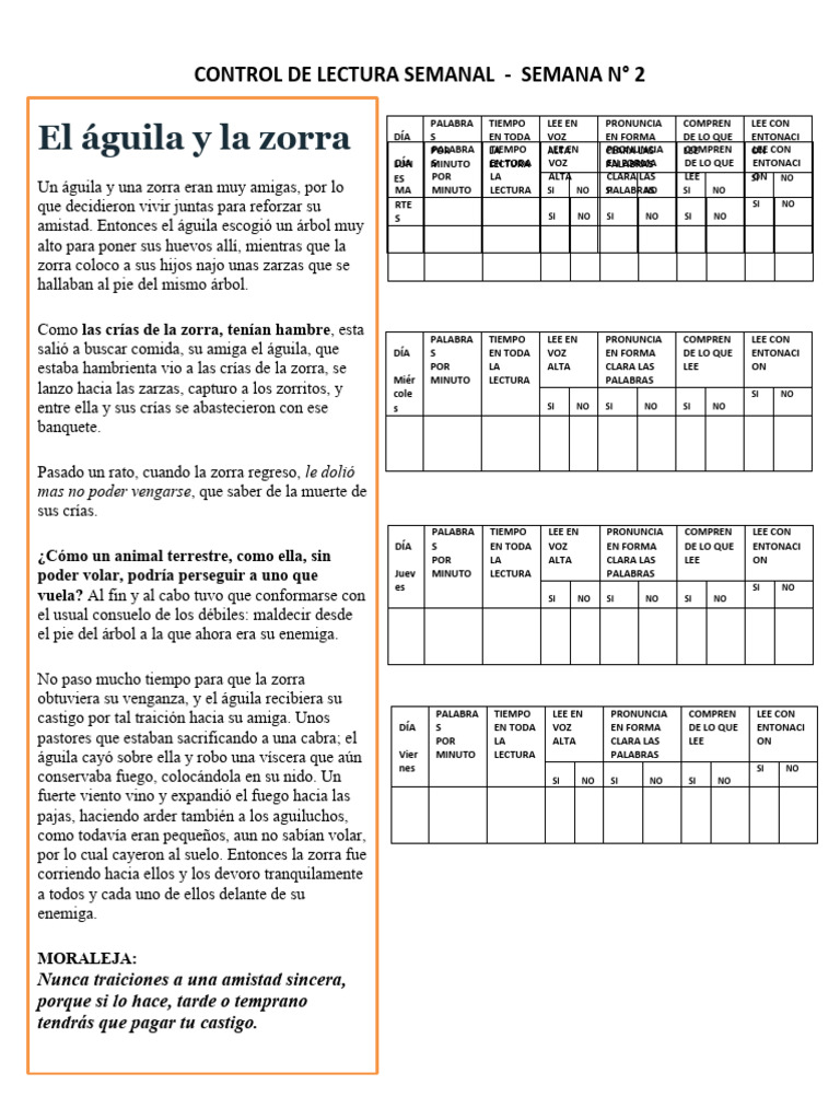 Control de Lectura Semanal | PDF
