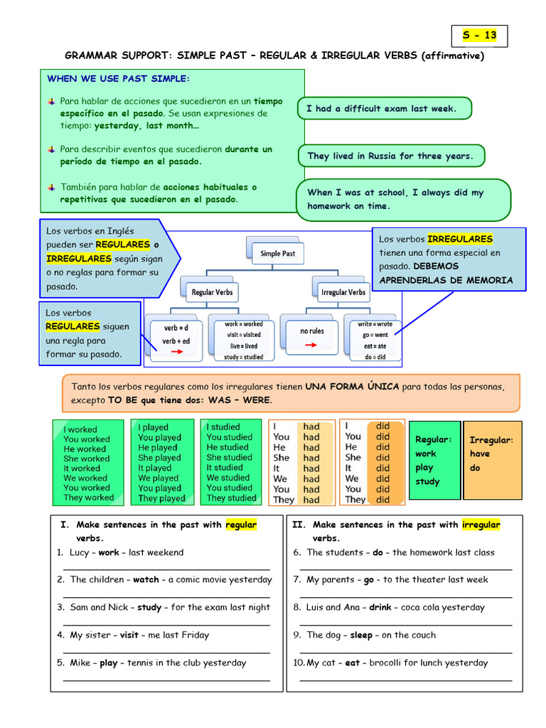 Grammar Support 1 Simp Past | PDF