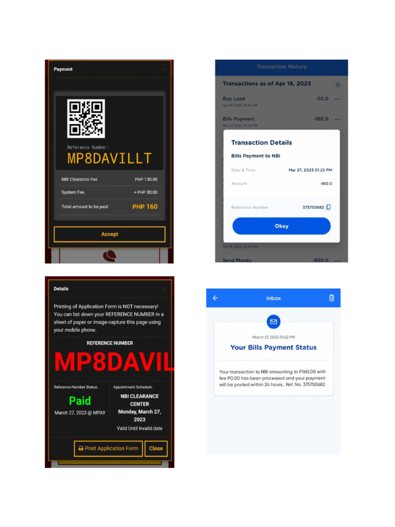 NBI Receipt Gcash Mix | PDF
