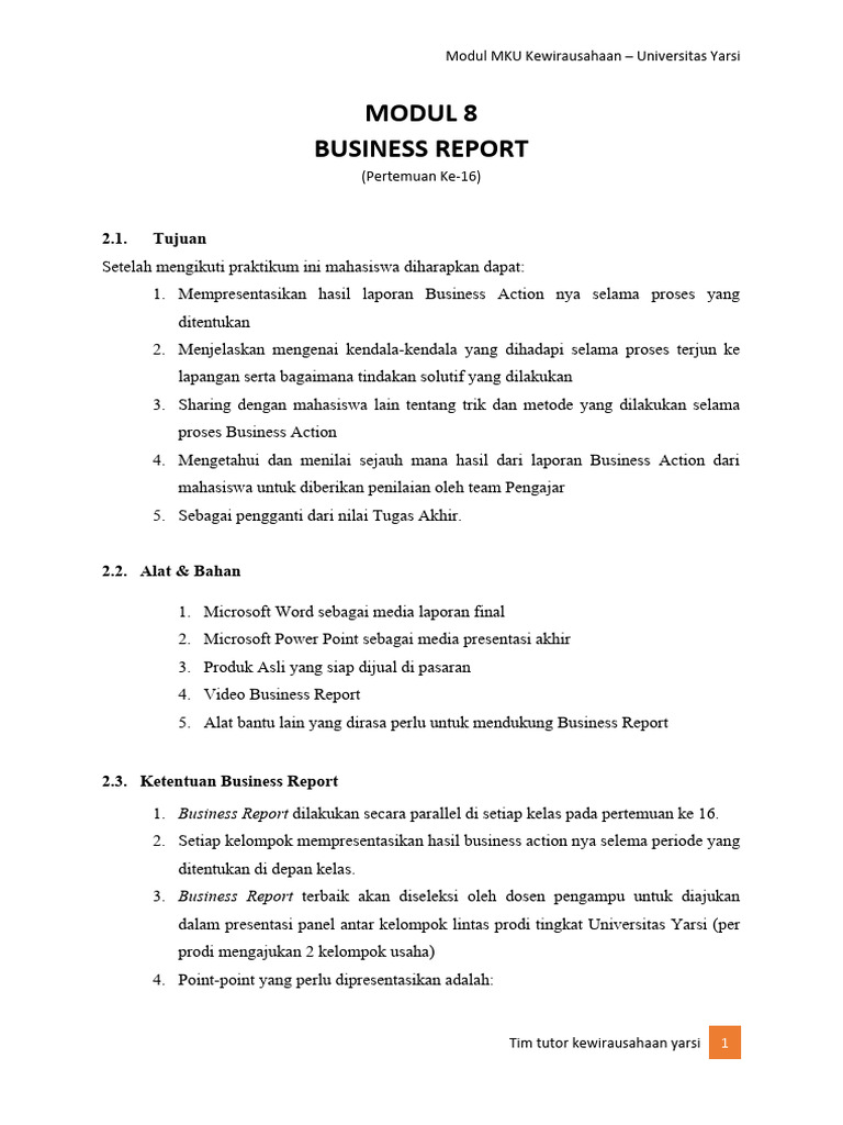 Modul 8. Business Report Format | PDF