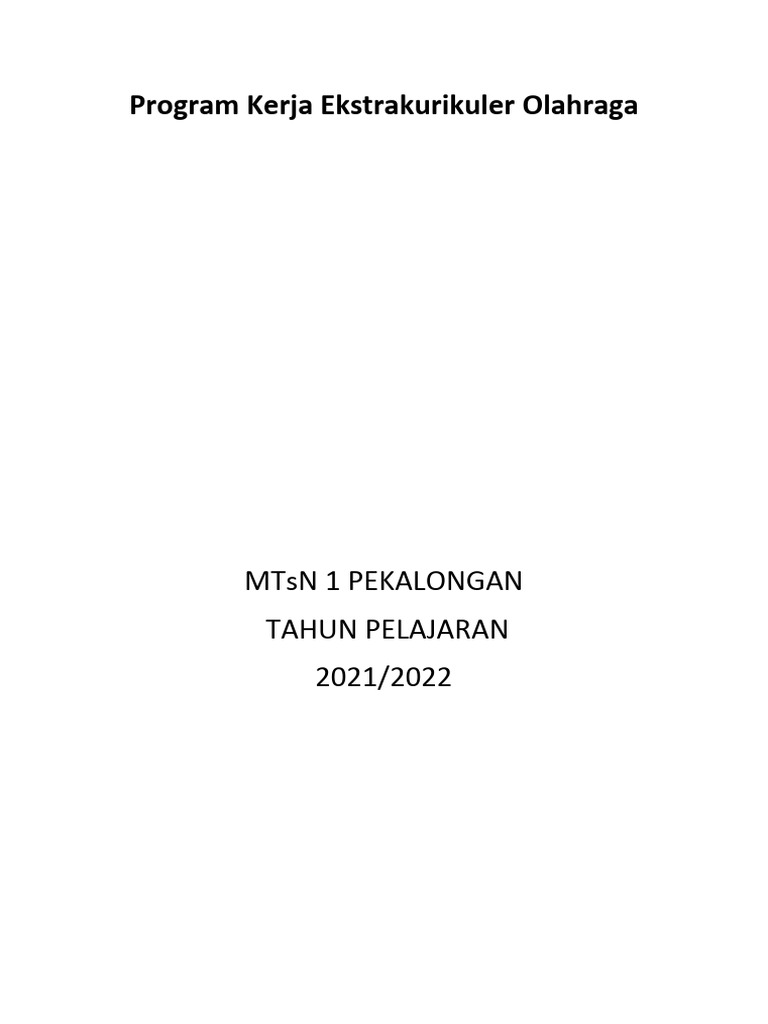 Program Kerja Ekstrakurikuler Olahraga | PDF
