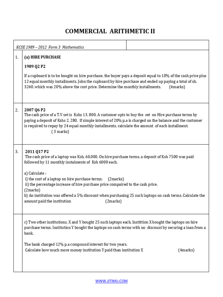 Commercial Arithmetic 2 Pdf Interest Compound Interest