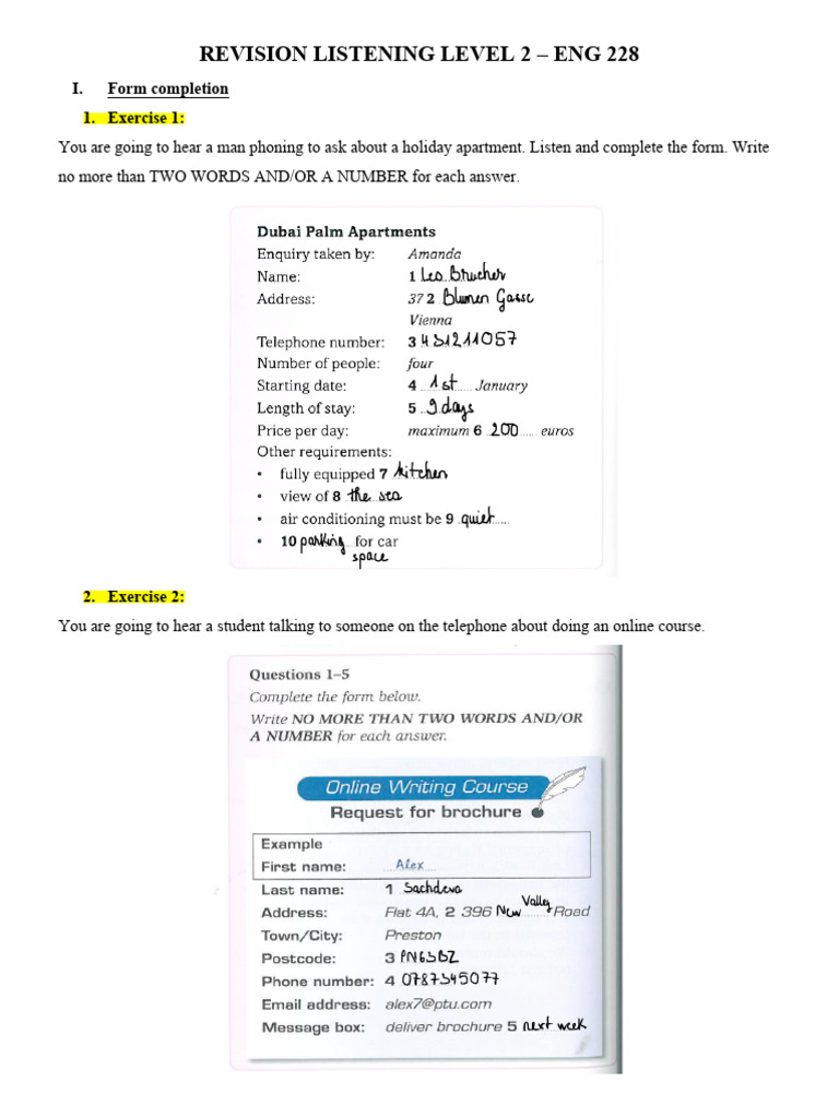 Revision Listening Level 2 | PDF