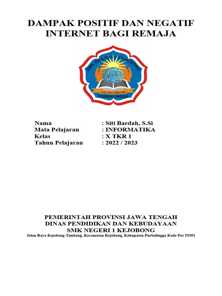 Dampak Positif Dan Negatif Internet Bagi Siswa | PDF Dampak Positif Dan Negatif Internet Bagi Siswa | PDF