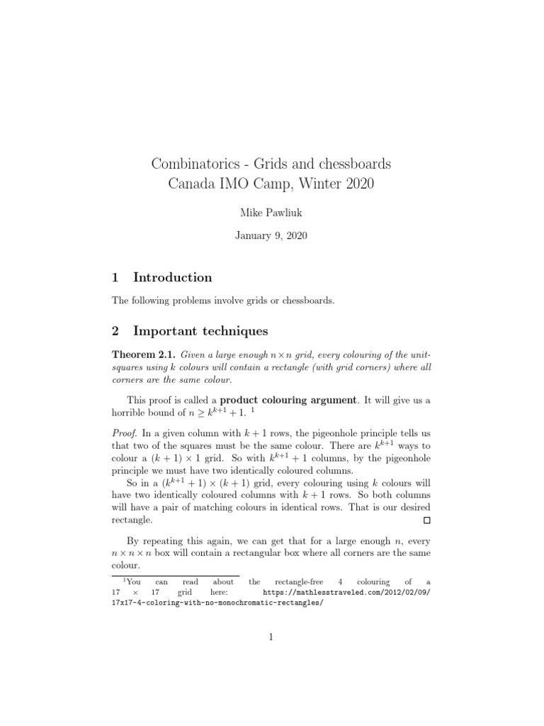 Combinatoricsgridsandchessboards Pdf Mathematical Concepts Discrete Mathematics 