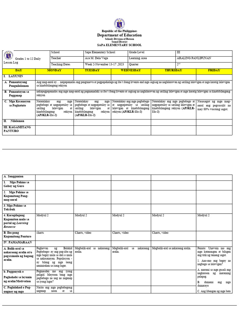 DLL AP Week 2 Quarter 2 | PDF