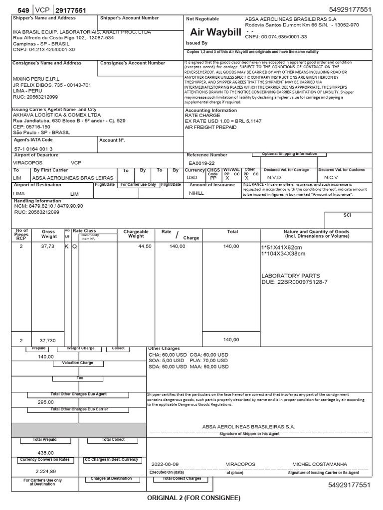 Formato AWB | PDF | Business | Freight Transport