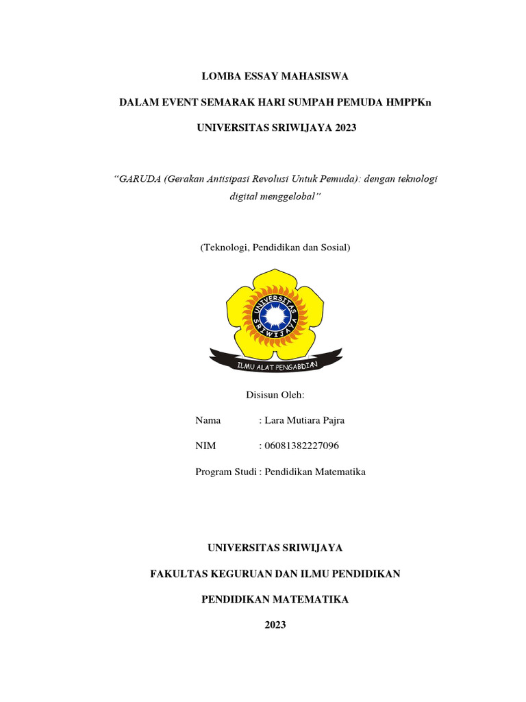 Lara Mutiara Pajra - Universitas Sriwijaya - Lomba Essay SHSP HMPPKN Unsri 2023 | PDF | Ilmu Sosial