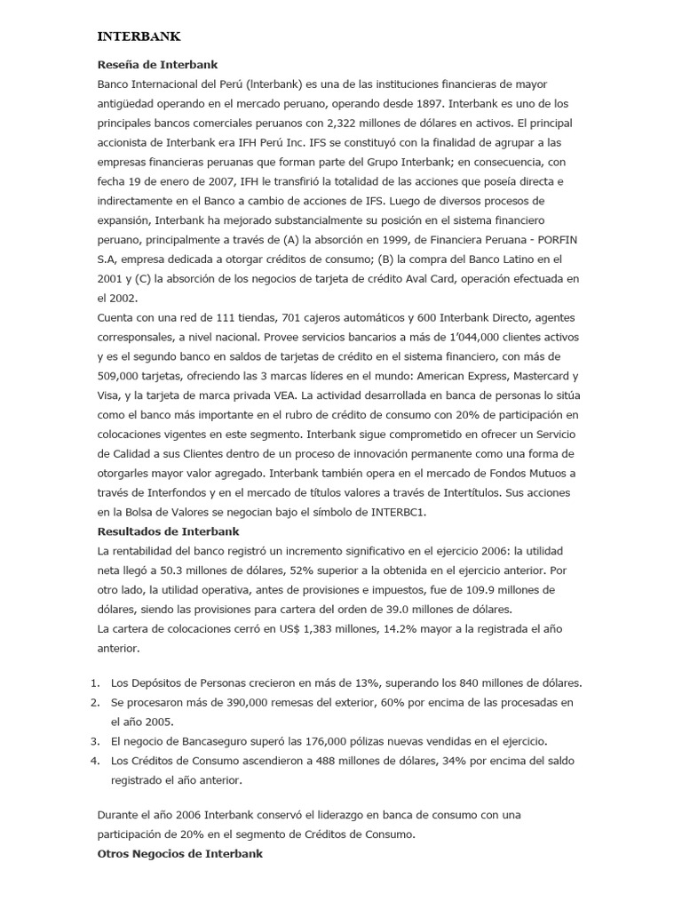 Los Bancos Del Peru | PDF | Bancos | Citibank