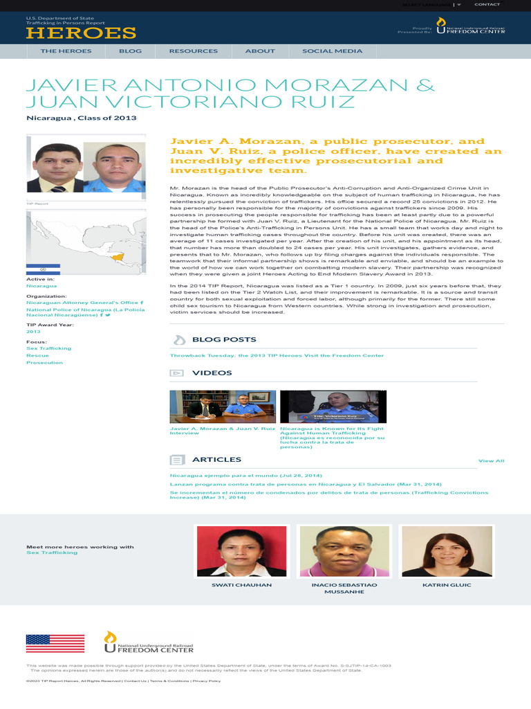 Javier Antonio Morazan & Juan Victoriano Ruiz - U.S. Department of State Trafficking in Persons ...