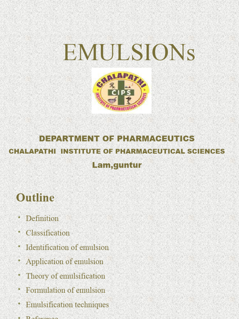 Emulsions | PDF | Emulsion | Colloid