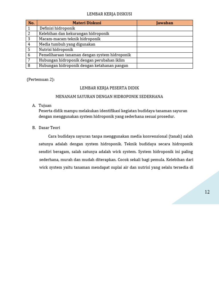 (LKPD) Hidroponik Kejuruan | PDF | Teknologi & Rekayasa