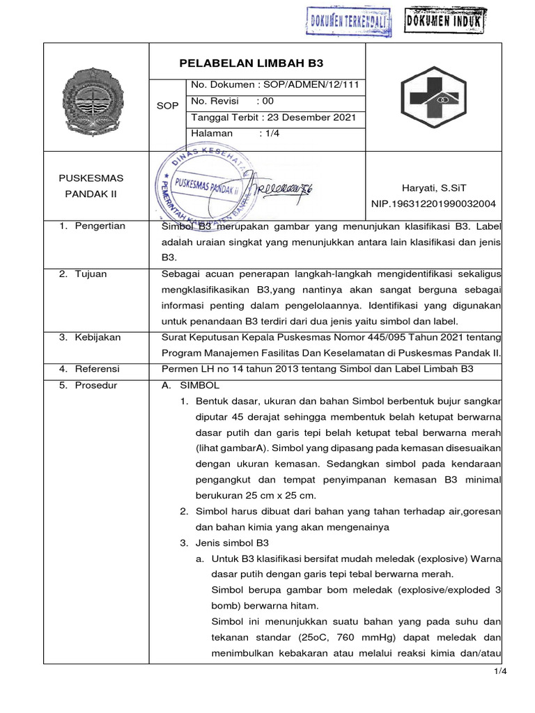 Sop Pelabelan Limbah B3 | PDF