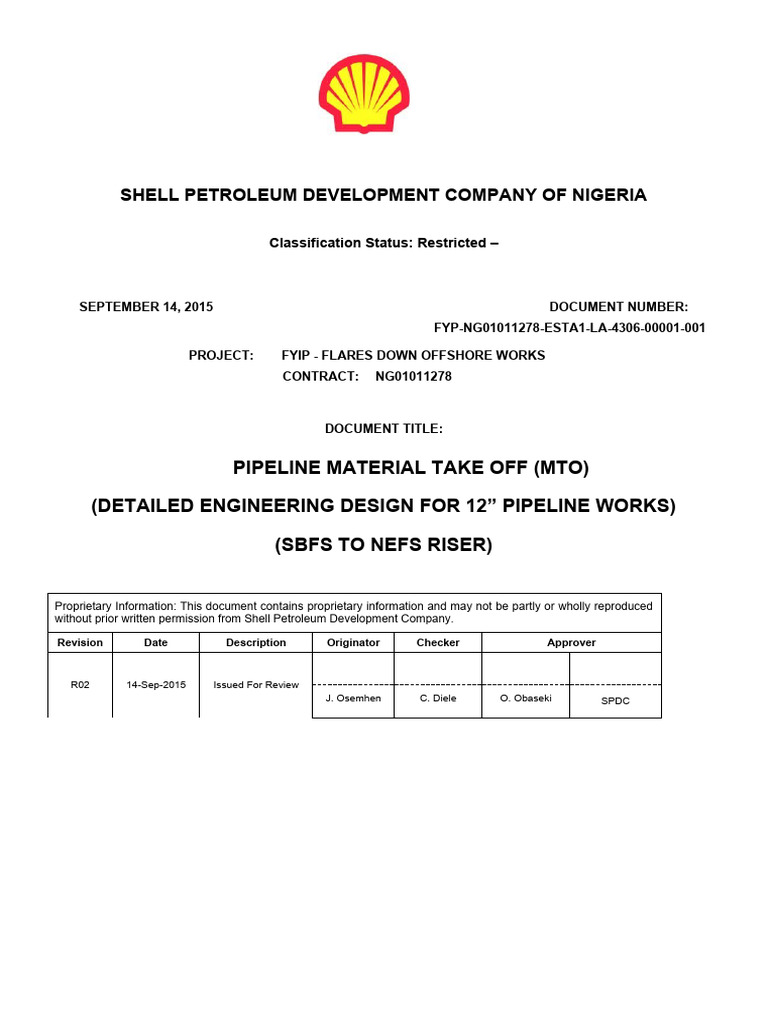 ONSHORE TO RISER-FYP-NG01011278-ESTA1-LA-4306-00001-001 Pipeline ...
