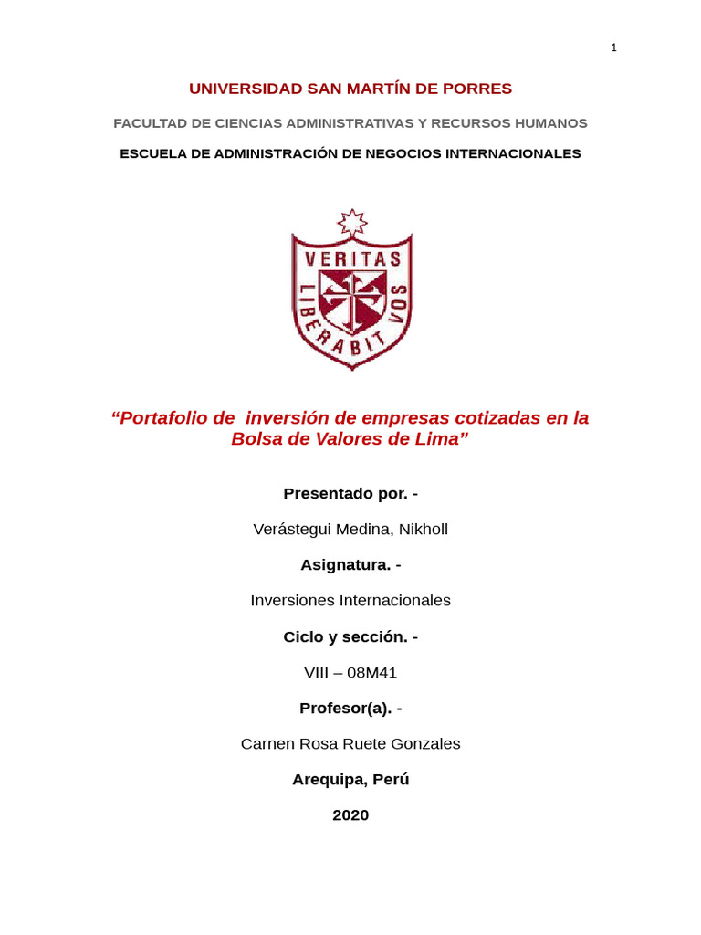 Trabajo de Investigaci N Portafolio de Inversion | PDF | Bolsa | Portafolio (Finanzas)