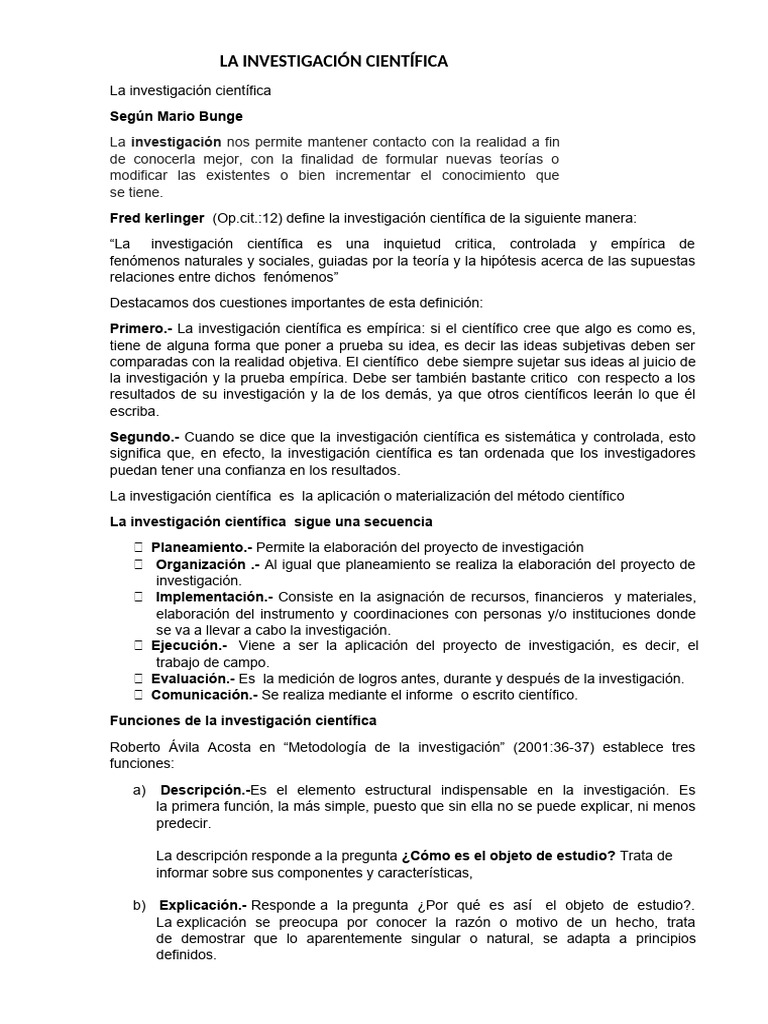 Investigación Científica: Tipos y Funciones | PDF | Método científico ...