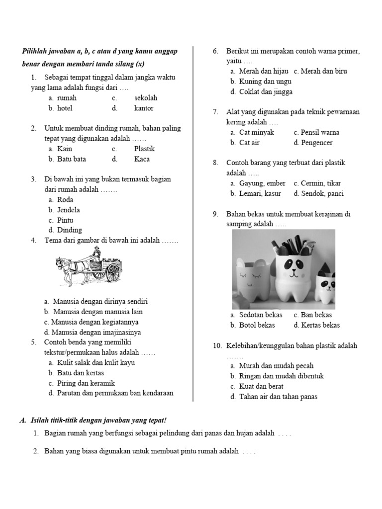 Soal Sts 1 Seni Rupa Kls 4 | PDF