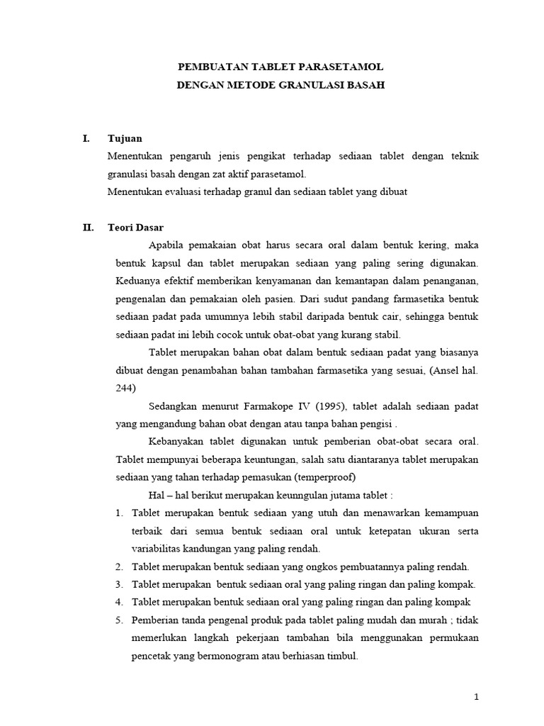 Edit Pbembuatan Tablet PCT | PDF | Kesehatan Holistik | Sains & Matematika