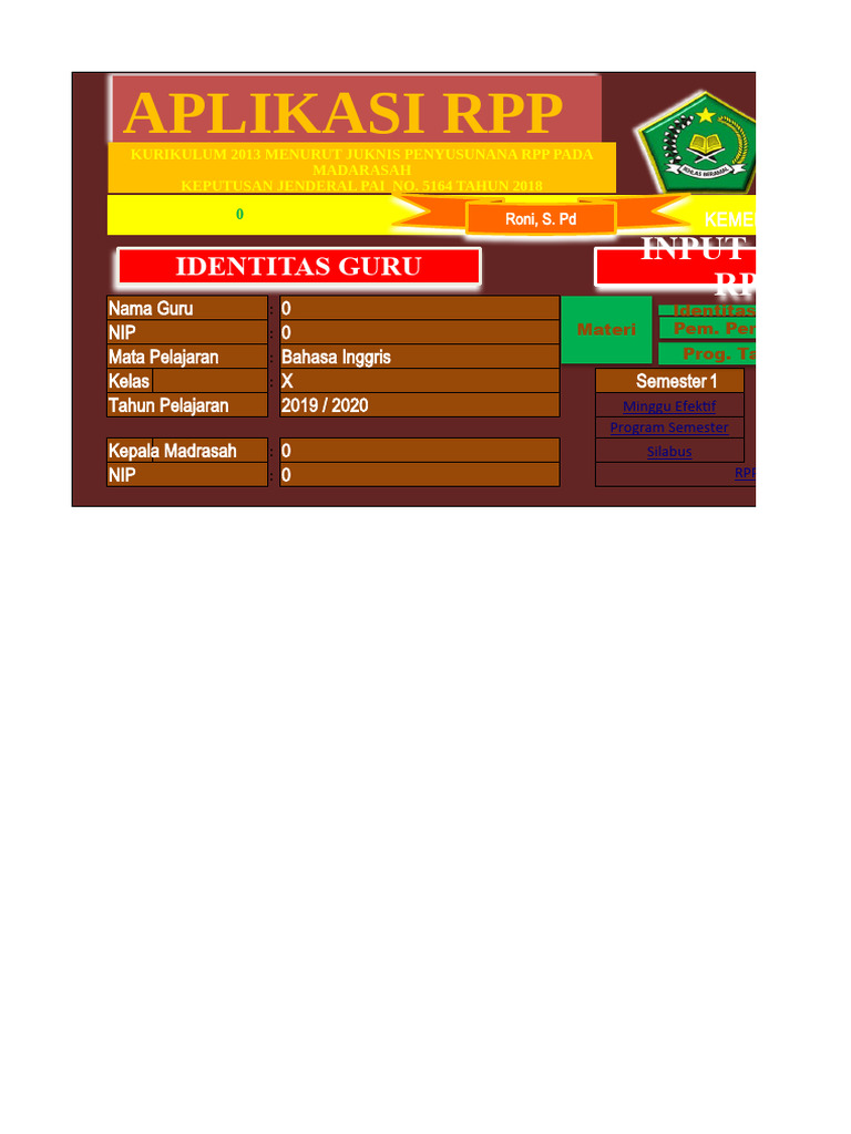 Contoh Aplikasi RPP Kls X | PDF