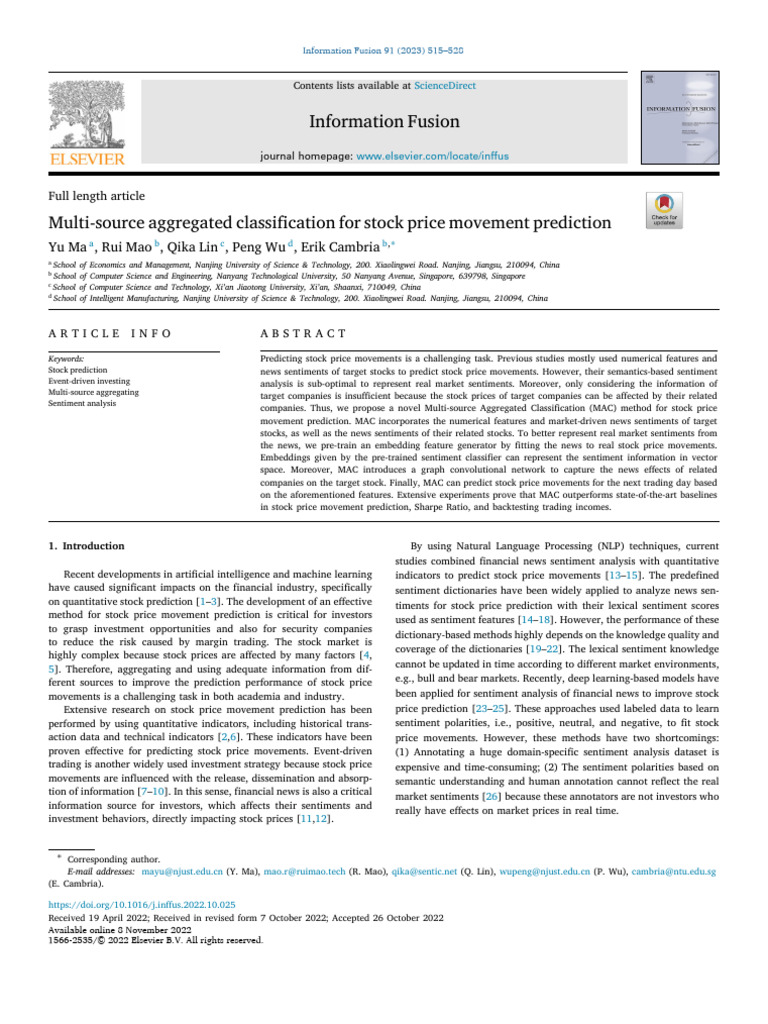 Multi-Source Stock Prediction Model | PDF | Stocks | Investing