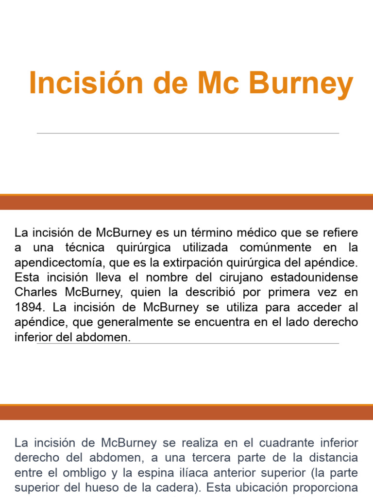 Incisión de MC Burney | PDF | Anestesia | Cirugía