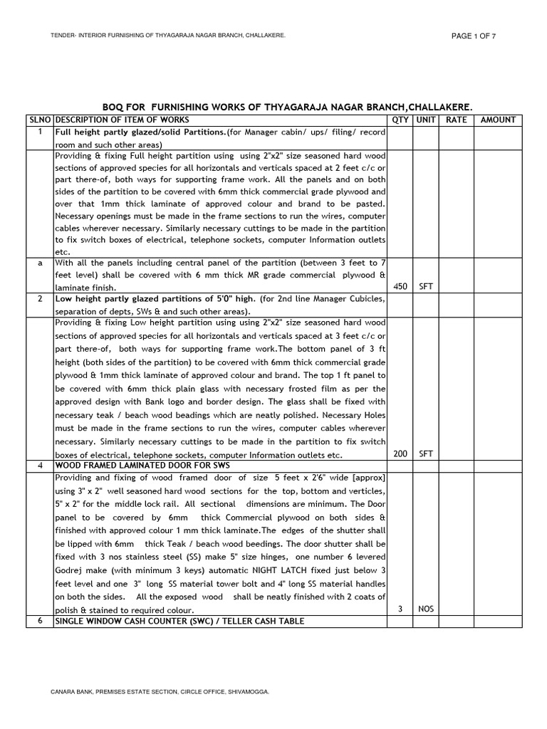 Thyagaraja Nagar BOQ | Download Free PDF | Door | Framing (Construction)