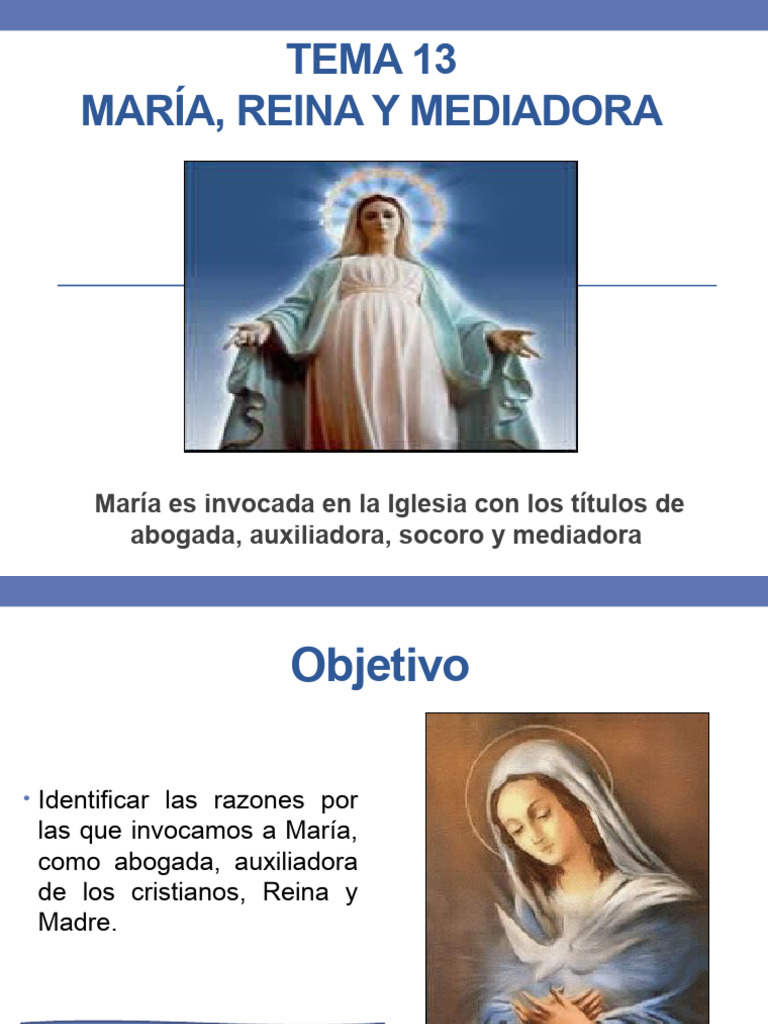 Tema 13 Maria Reina y Mediadora | PDF | María, madre de Jesús | Intercesión