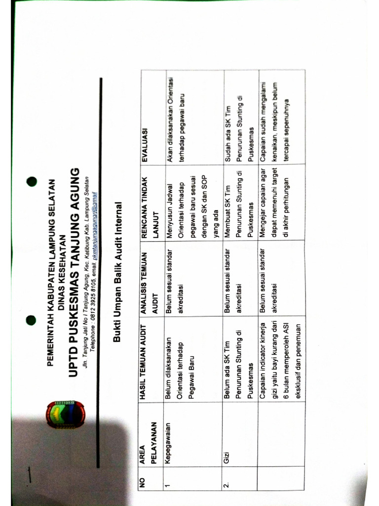 1.6.3 (C) Umpan Balik Audit Internal | PDF