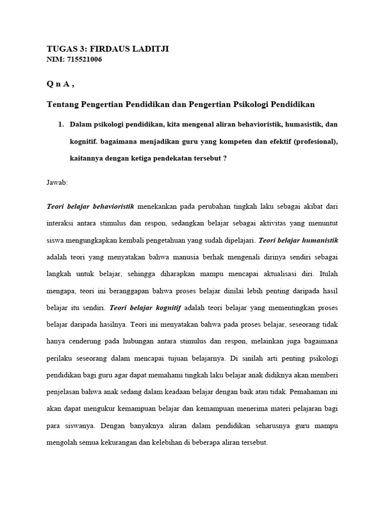 RESUME 3 Q N A PENGERTIAN PEND. DAN PSIKOLOGI PENDIDIKAN | PDF | Kesehatan Holistik