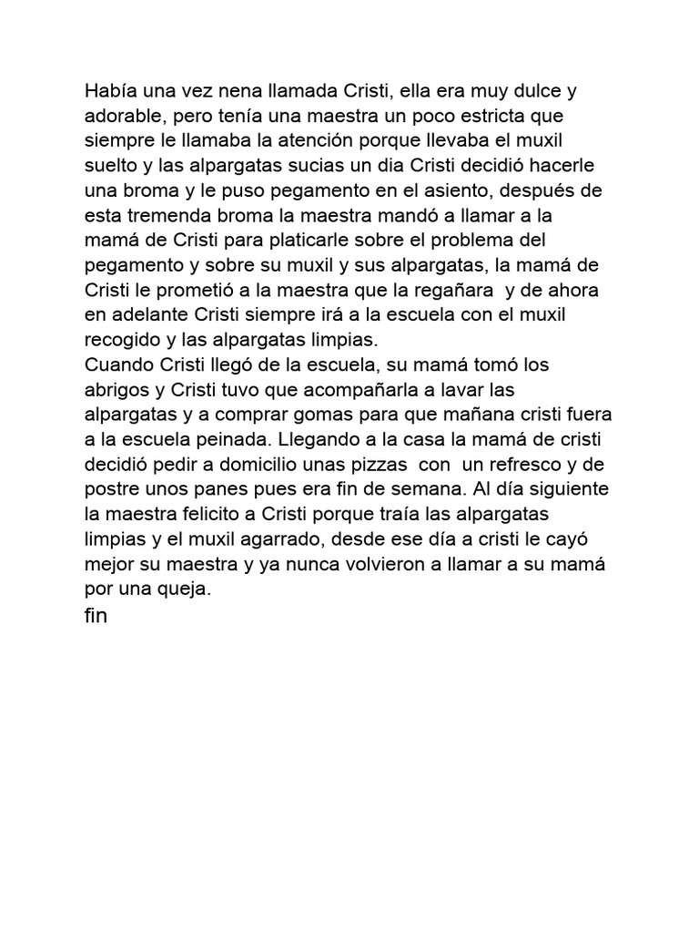 había una vez nena llamada cristi ella era una nena muy dulce y ...