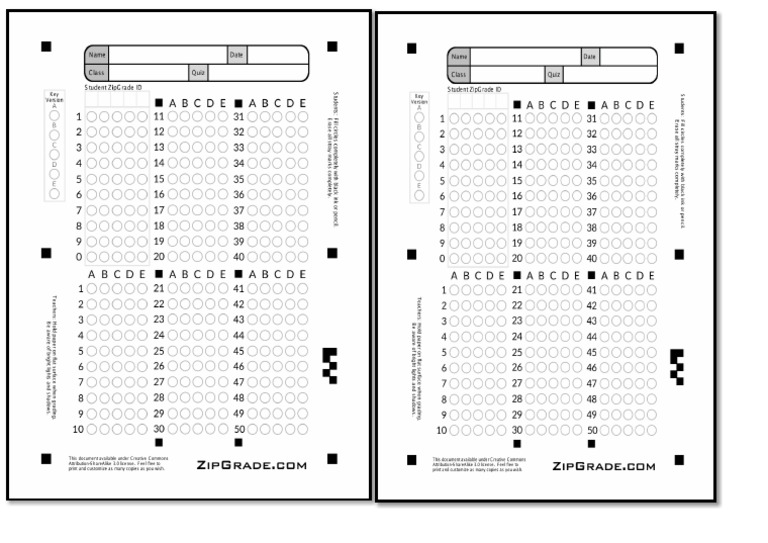 Answer Sheet Zipgrade | PDF